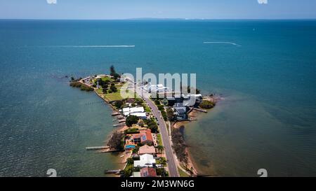 Aerial view of old Cleveland Lighthouse and Cleveland Point Recreation ...