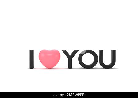 3D. Text and pink heart for wording I Love you. valentine's concept ...