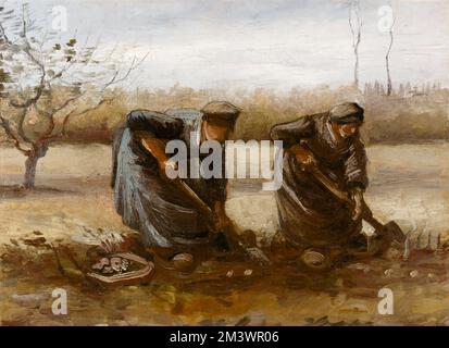 Two peasant women digging potatoes 1885; Nunen / Nuenen, Netherlands by ...