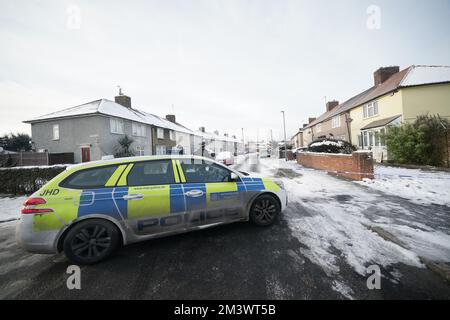 Police officers on Cornwallis Road, Dagenham, east London, where the ...