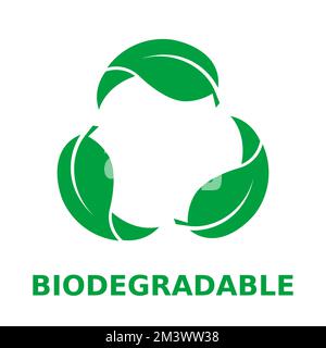 Simple circle logo Biodegradable packaging with green leaves recycling ...