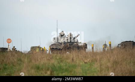 commander and gunner directing action in a British army FV4034 ...