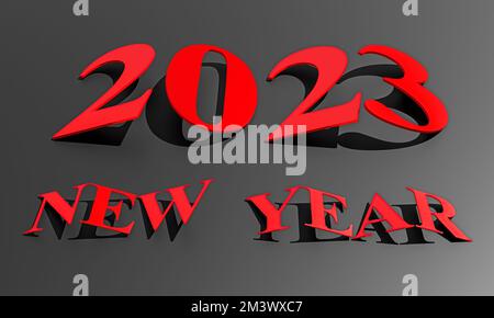New year concept. Red slanted numbers 2024 on blue background. 3d ...