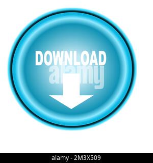 blue download button on the white background Stock Photo - Alamy