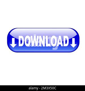 blue download button on the white background Stock Photo - Alamy