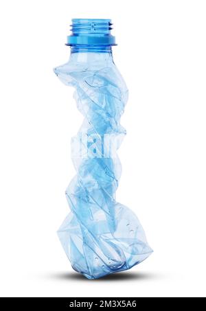 crumpled small plastic water bottle on white background Stock Photo - Alamy