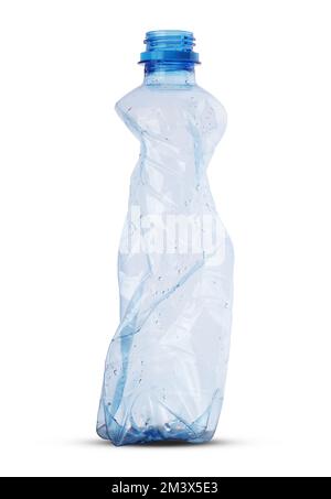 crumpled small plastic water bottle on white background Stock Photo - Alamy