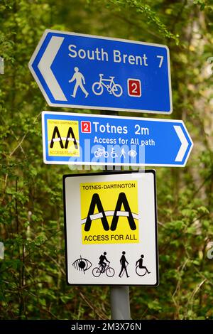 Signpost on a public footpath shared with National Cycle Route 2 ...