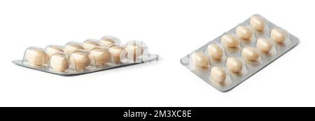 template of progesterone hormone tablets in blister pack, female ...