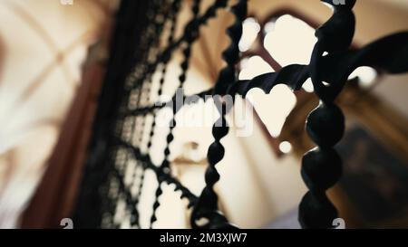 Iron security grid protection inside Cathedral. Iron metal patterns to ...