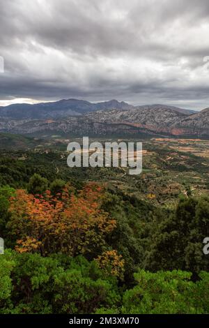 Mountain Landscape Background. Near Dorgali, Sardinia, Italy. Panorama ...