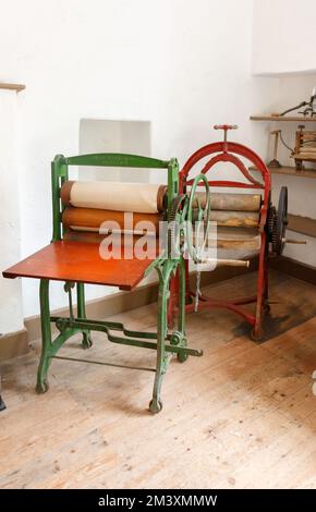 laundry mangles in old English house washroom or scullery Killerton ...