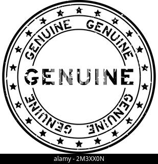 Grunge black genuine word round rubber seal stamp on white background ...