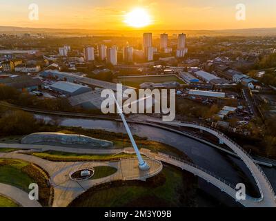 Stockingfield Bridge Park by the Forth & Clyde Canal, Glasgow, Scotland ...