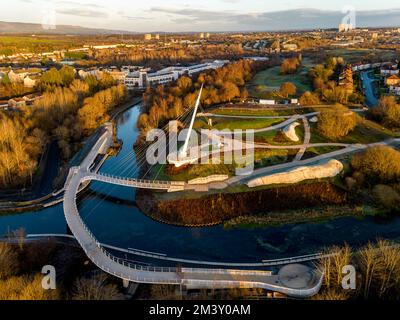 Stockingfield Bridge Park by the Forth & Clyde Canal, Glasgow, Scotland ...