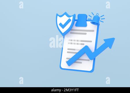3D. Clipboard and bell to success business concept Stock Photo - Alamy