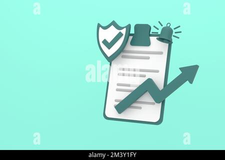 3D. Clipboard and bell to success business concept Stock Photo - Alamy