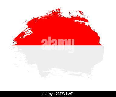 Distressed stroke brush painted indonesia flag on white background ...