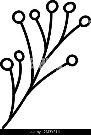 Spring Vector stylized berries with monoline lines. Scandinavian ...