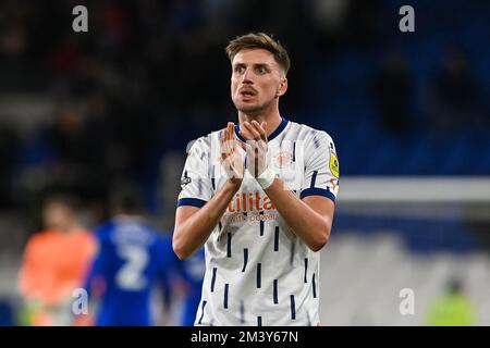 Jake Beesley #18 of Blackpool applauds the fans at the end of the Sky ...