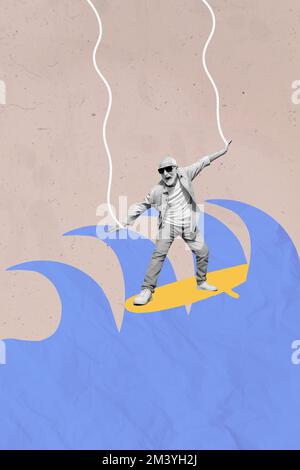 Creative abstract collage template graphics image of funky funny lady ...