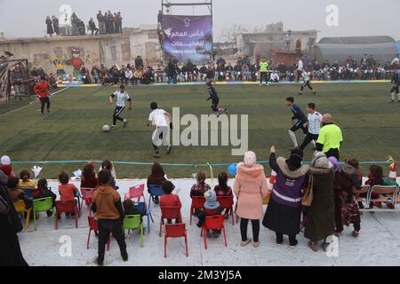 Idlib, Syria. 17th Dec, 2022. Children players take part in the final ...