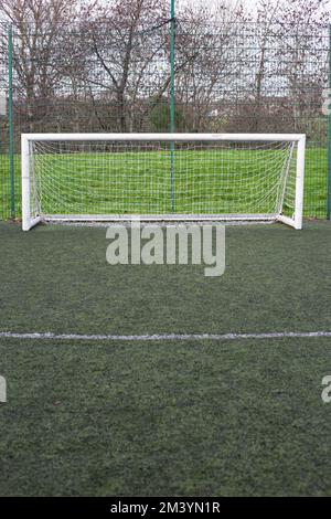 Football goal post with net, back view Stock Photo - Alamy