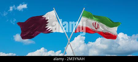 Iran and Qatar flags. 3D Waving flag design. Qatar Iran flag, picture ...