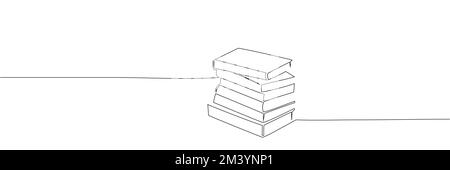 Continuous line drawing of a book. Stacks of books. Vector illustration ...