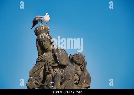 Statue of the Madonna, Ss. Dominic and Thomas Aquinas on Charles bridge ...
