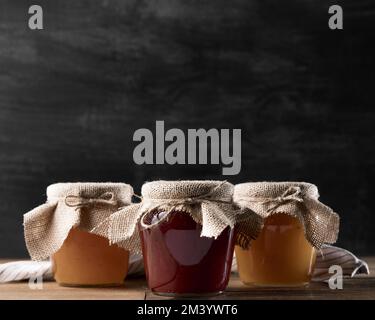Front view jam jars with copy space Stock Photo - Alamy
