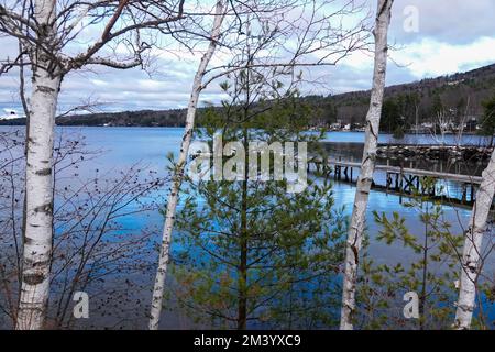 Lake Sunapee in New Hampshire in the United States looks calm and ...