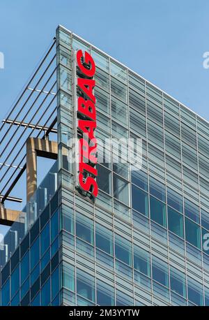 Sign with company logo, Strabag Haus, Vienna Donau City, Wien, Austria ...