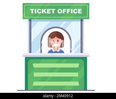 green kiosk with tickets. flat vector illustration Stock Vector Image & Art - Alamy