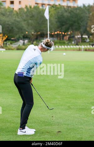 Nelly Korda chips to the first green during the third round of the ...