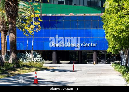 Pacific Design Center (PDC) sign is shown in West Hollywood, California ...