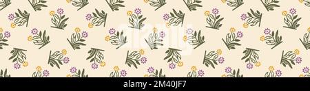 Natural allotment floral vector border. Seamless garden growing floral ...