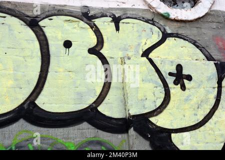 Graffiti word JOBYOR Drawn by a lapdog in yellow letters with an funny ...
