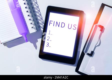 Text showing inspiration Find Us. Business overview individuals private ...