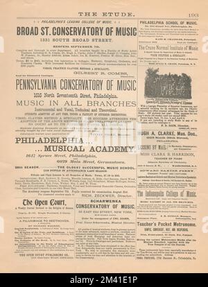 Pages from the 1896 Edition of the ETUDE. Premier publication for music ...