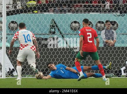 Yassine Bounou (Morocco) and Achraf Hakimi (Morocco) with post game ...