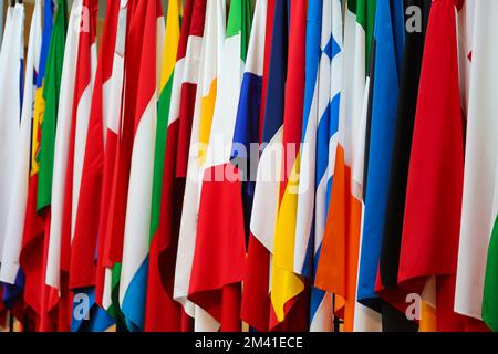 Many flags of Coutries during the Meeting Stock Photo - Alamy