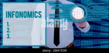 Text caption presenting Infonomics, Business concept visual image used ...