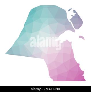 Map of Kuwait. Low poly illustration of the country. Purple geometric ...