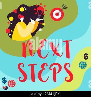 Inspiration showing sign Next Steps . Word Written on numper of process ...