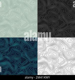 Topography patterns. Seamless elevation map tiles. Appealing isoline ...