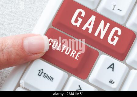 Handwriting text Gang Culture. Word Written on particular organization ...
