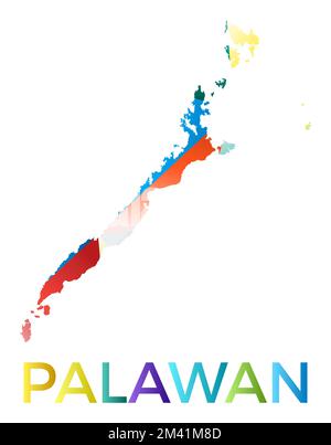 Palawan map design. Shape of the island with beautiful geometric waves ...