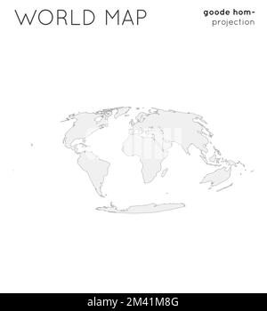 World map. Globe in Goode homolosine projection, plain style. Modern ...