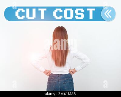 Text sign showing Cut Cost, Word for Measures implemented to reduced ...
